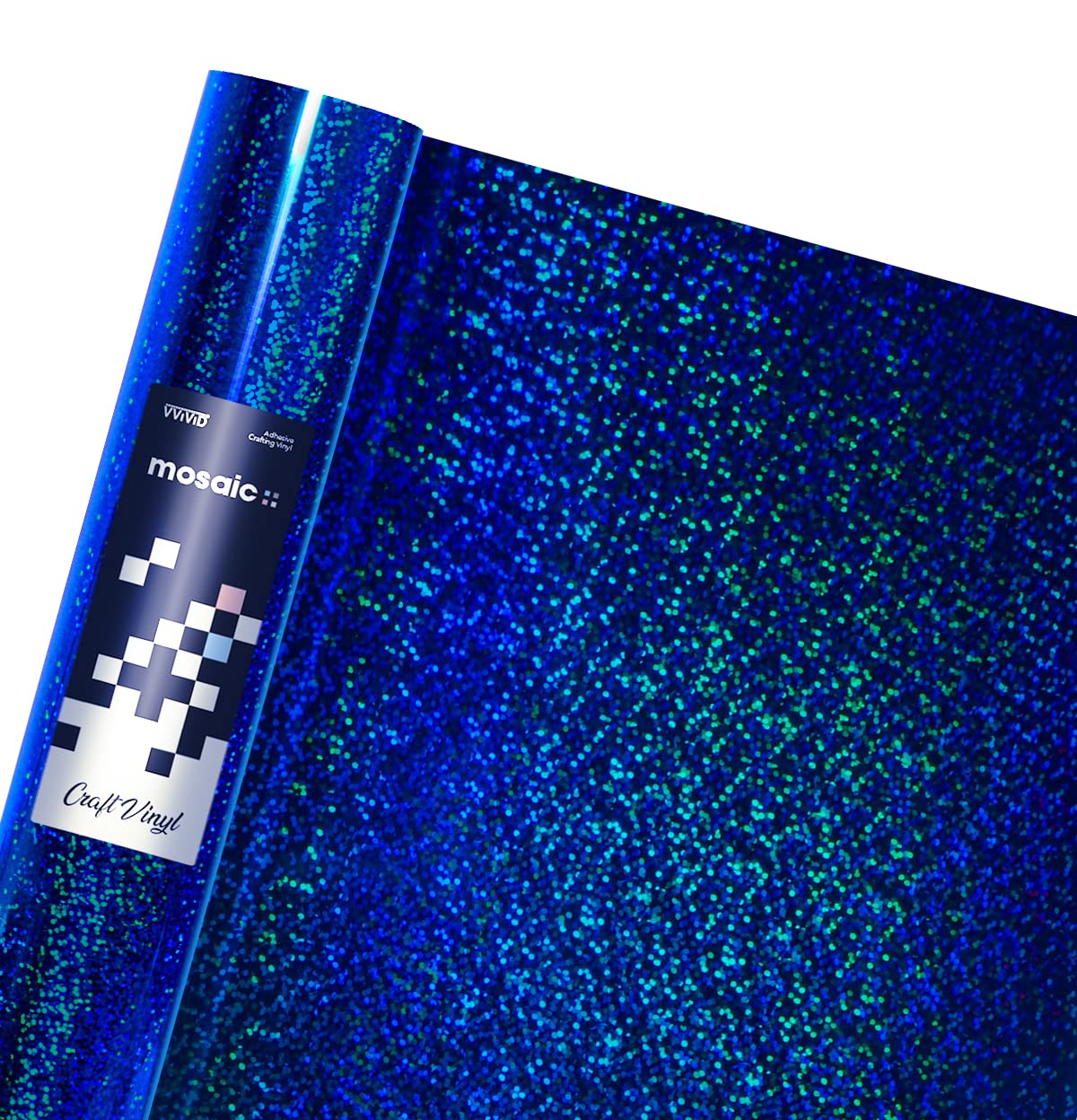 VViViD Mosaic+ Crafting Vinyl, By Vvivid (Blue Holographic Glitter, 1Ft ...