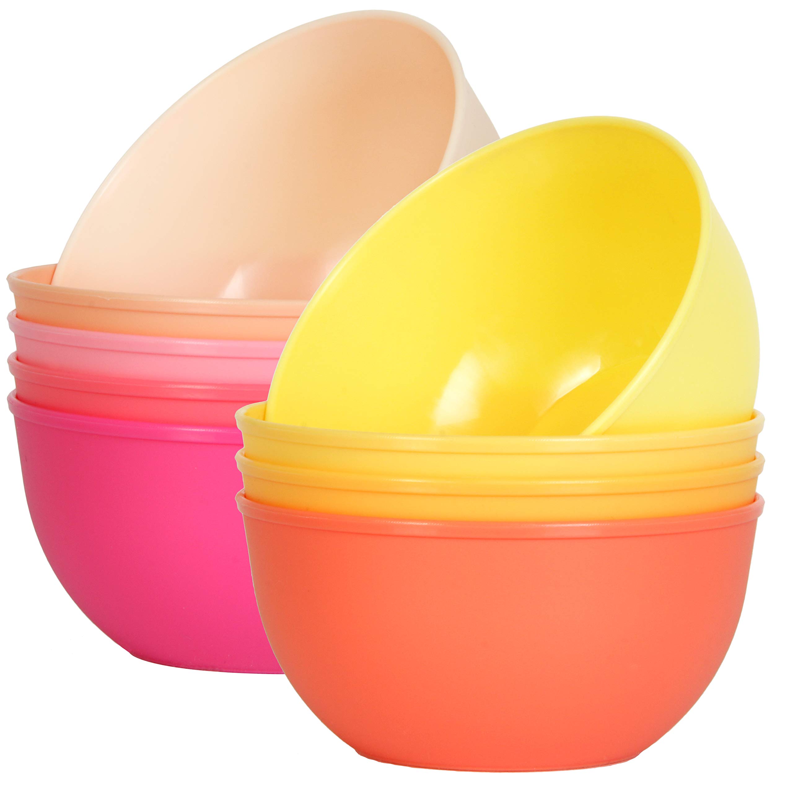 Youngever 9 Pack 10 Ounce Plastic Bowls, Kids Plastic Bowls, Set Of 9 ...