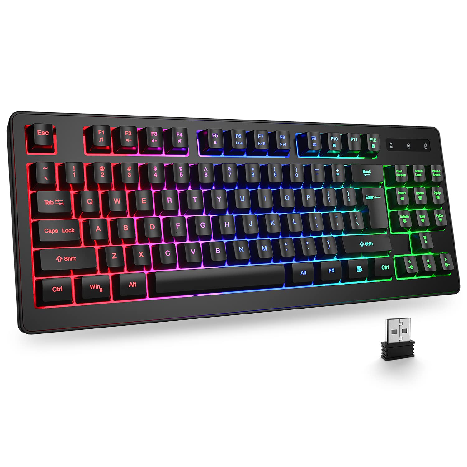 Bluefinger Wireless Gaming Keyboard, Rechargeable Rgb Rainbow Backlit ...