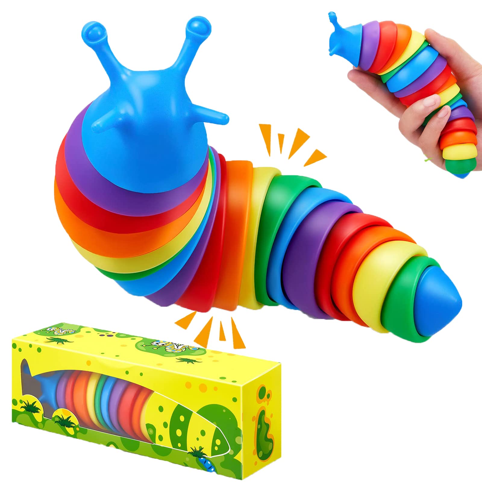 Qouwipy Sensory Slug,3D Printed Fidget Slug Toys Articulated Sticky ...