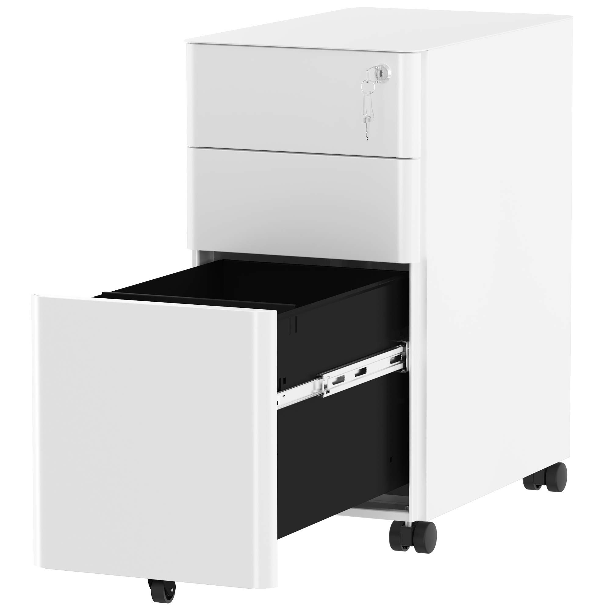Yitahome 3-Drawer Slim File Cabinet With Lock, Mobile Metal Office ...