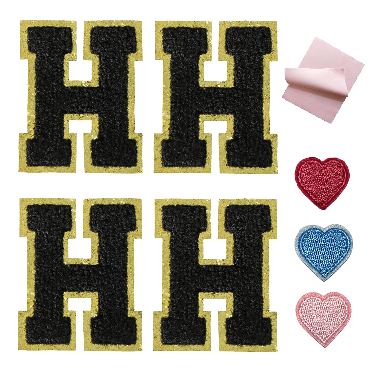 DTBAIYYN 4Pieces Black Varsity Letter Patches H Chenille Alphabet ...