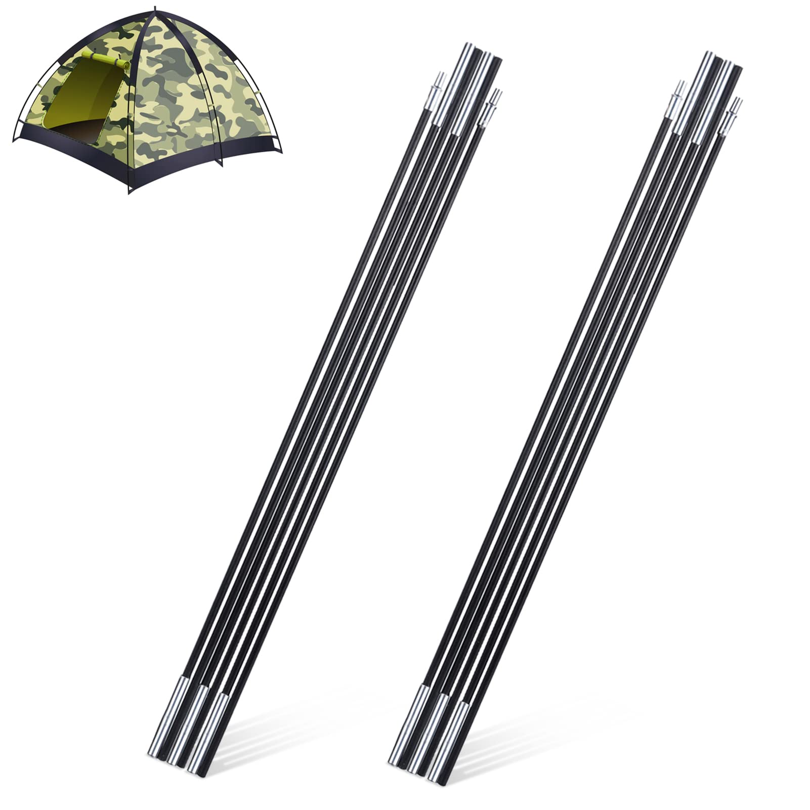 Cyrank Tent Poles Replacement 2 Sets, Fiberglass Lightweight ...