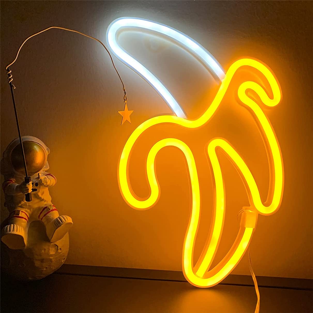 Nordstylee Banana Shape Neon Sign Lights Hanging Decorative Neon Lights ...