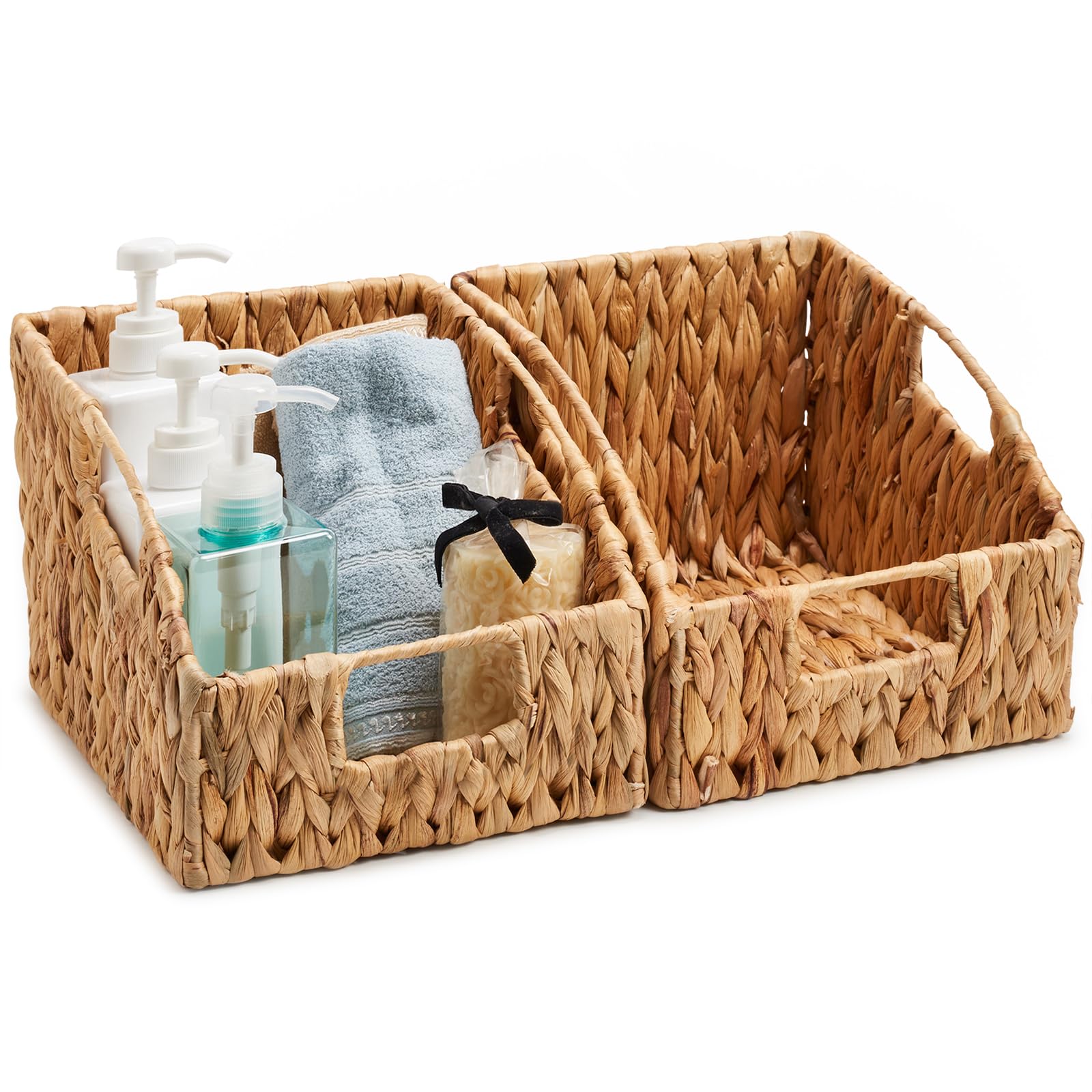 EZOWare Woven Open Front Storage Baskets, Natural Water Hyacinth Wicker ...