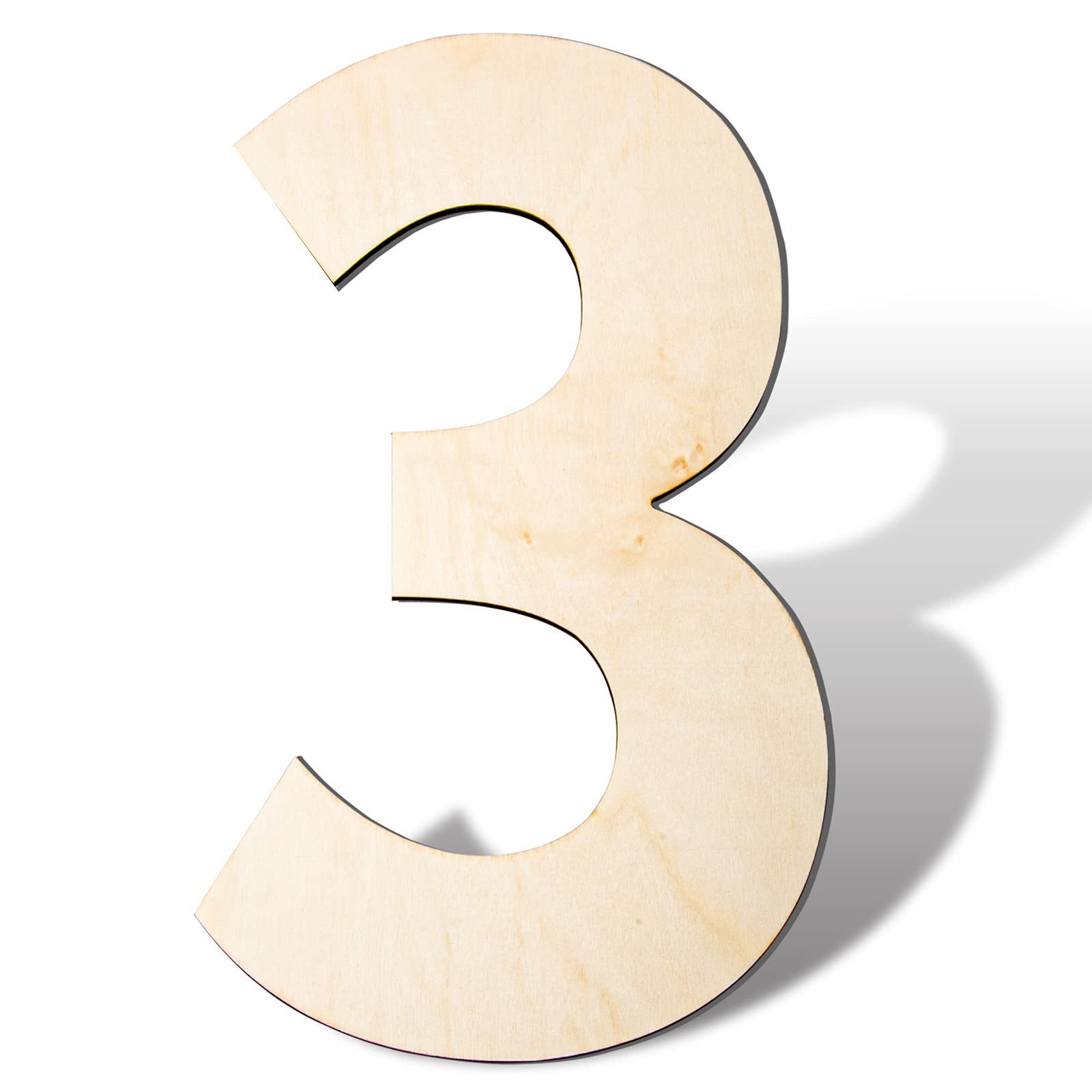 GDGDSY 14 Inch Blank Wood Number 3 Unfinished Wooden Number Sign Large ...