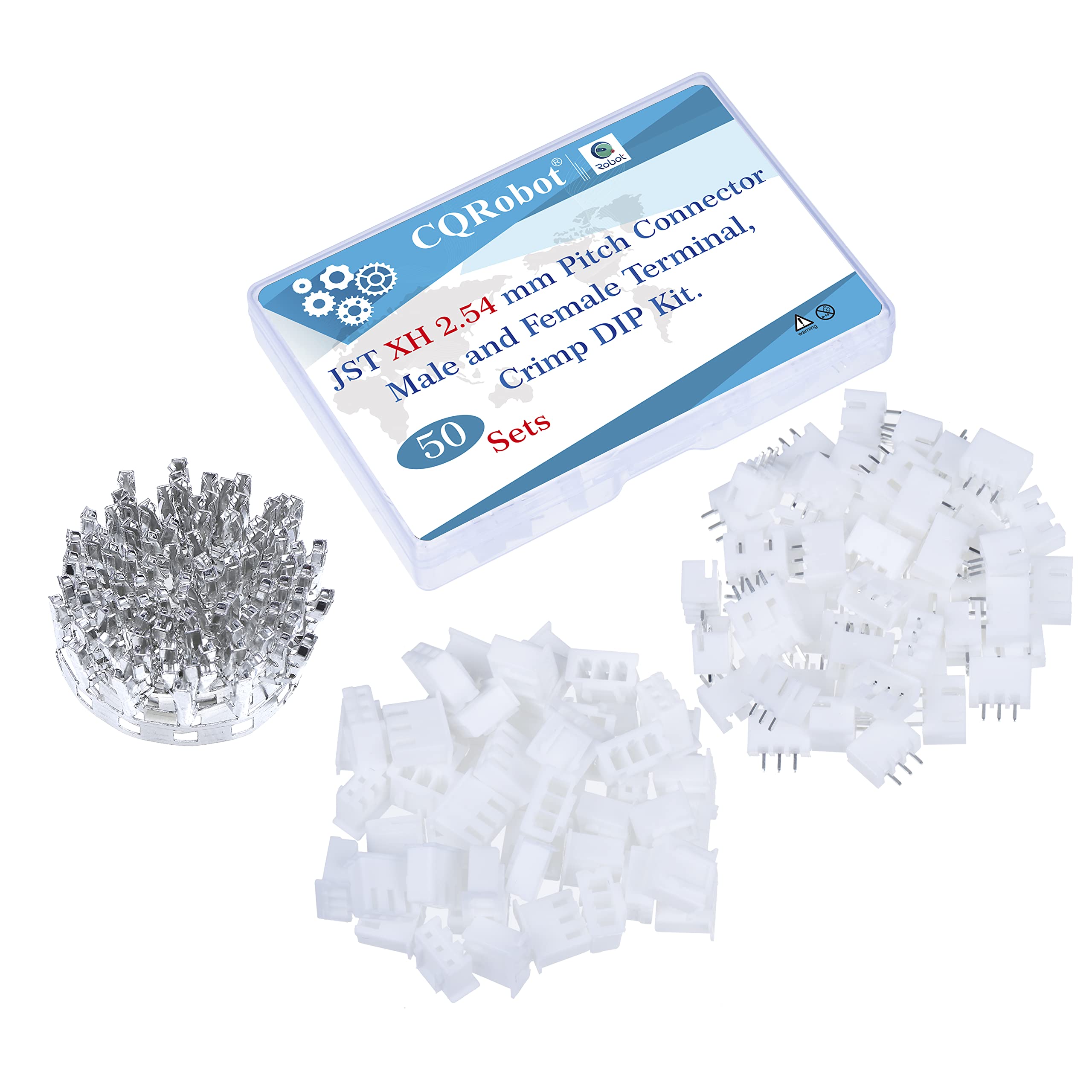 CQRobot 50 Sets/250 Pieces JST XH 2.54 mm Pitch 3-Pin IC Sockets ...