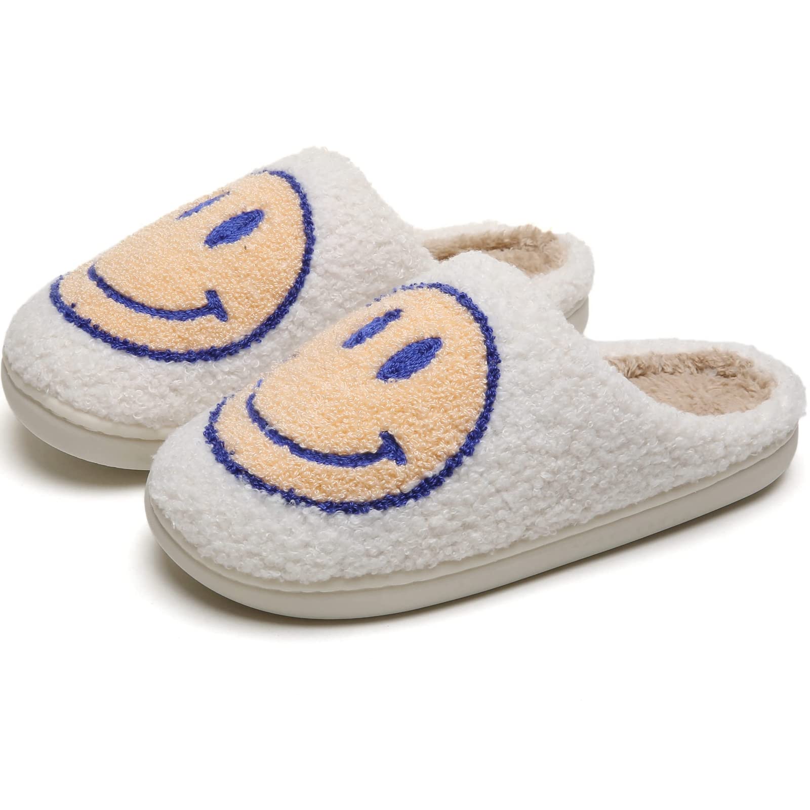 kissxiaoya Smile Face Slippers For WomenMen, Retro Soft Plush ...