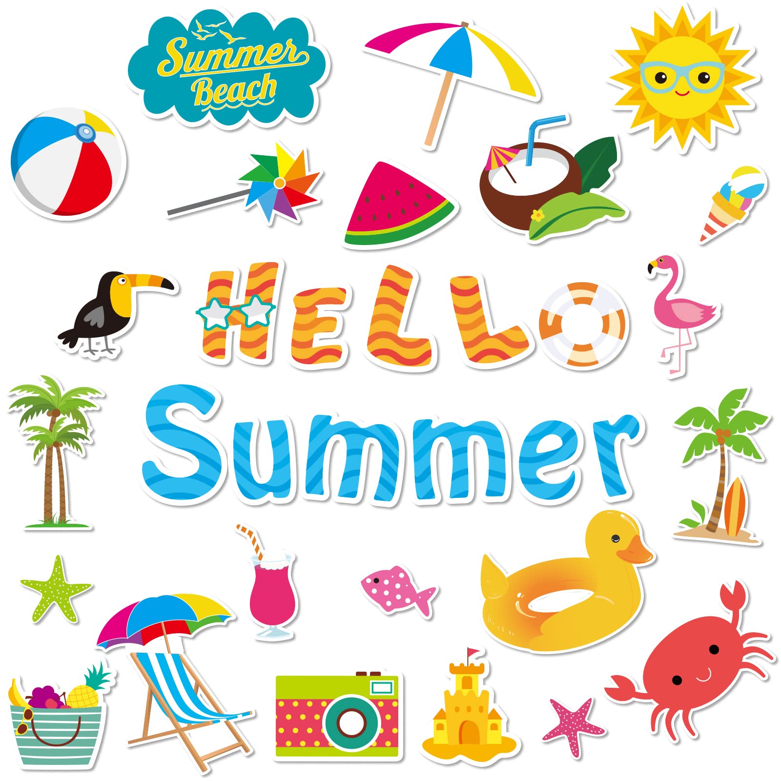 gisgfim Hello Summer Cutouts Colorful Sunflower Inspirational Classroom ...