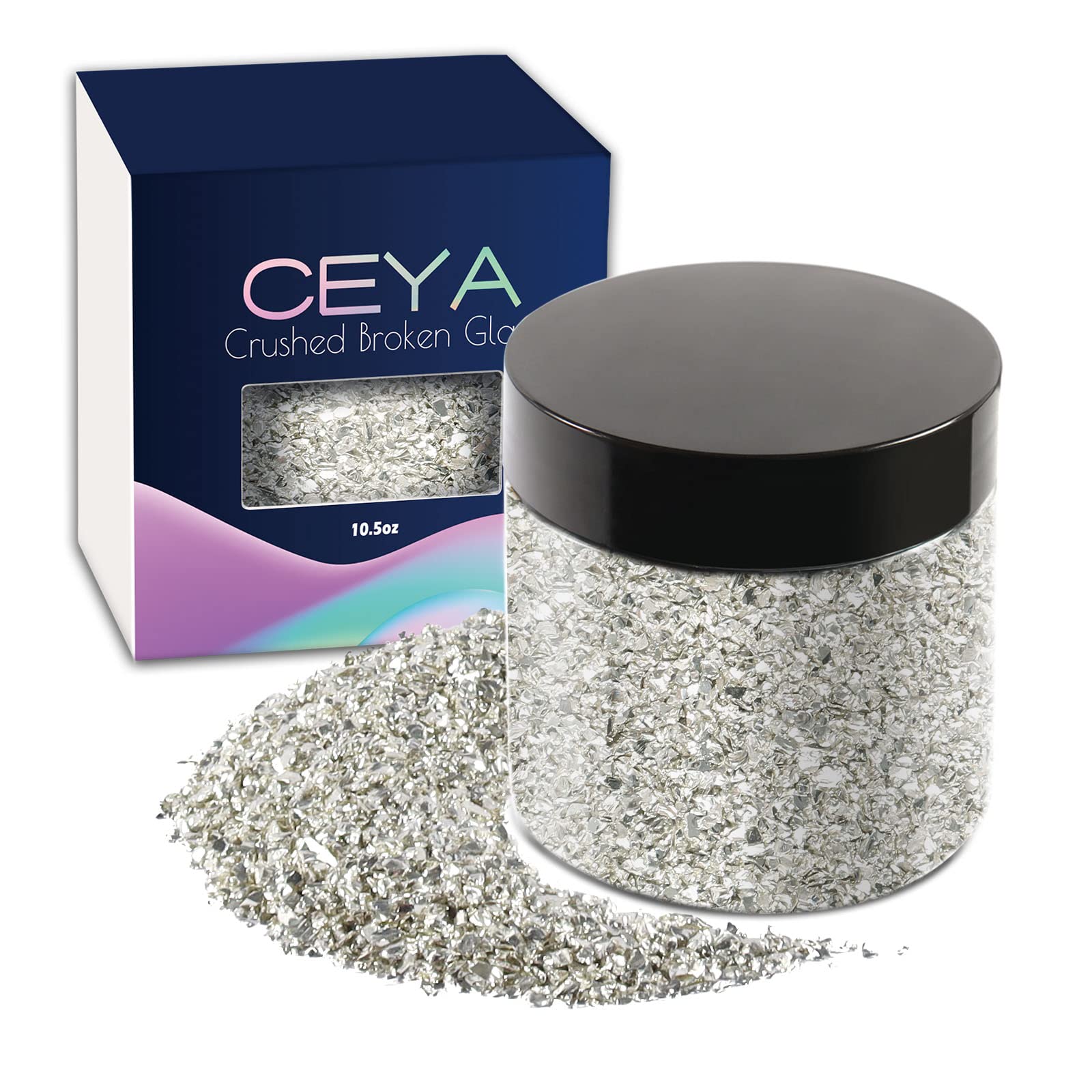ceya 106oz 300g crushed Irregular glass Silver Metallic crystal chips Broken glass glitter 2-4mm ...