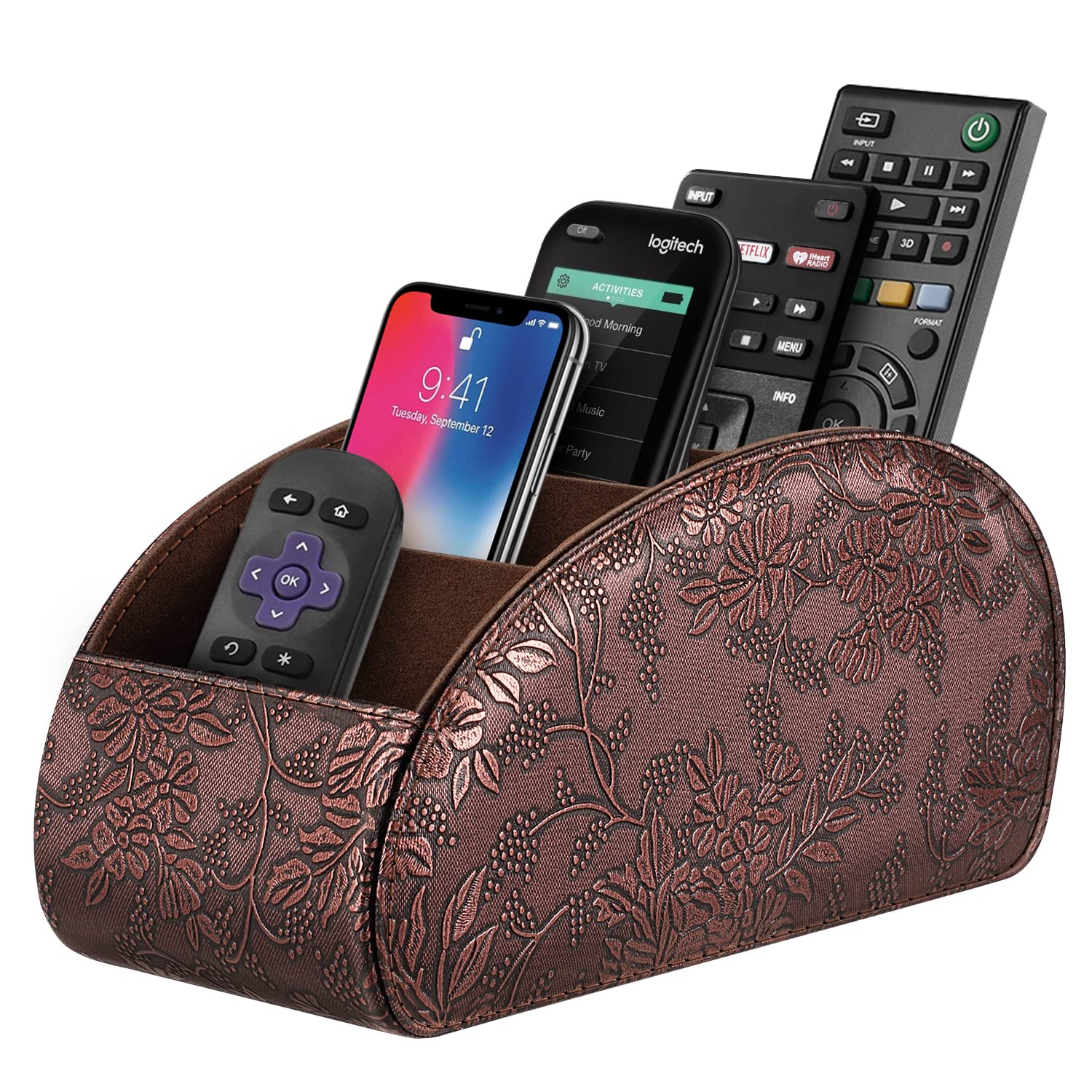 SITHON Remote control Holder with 5 compartments - Upgrade Version] PU ...