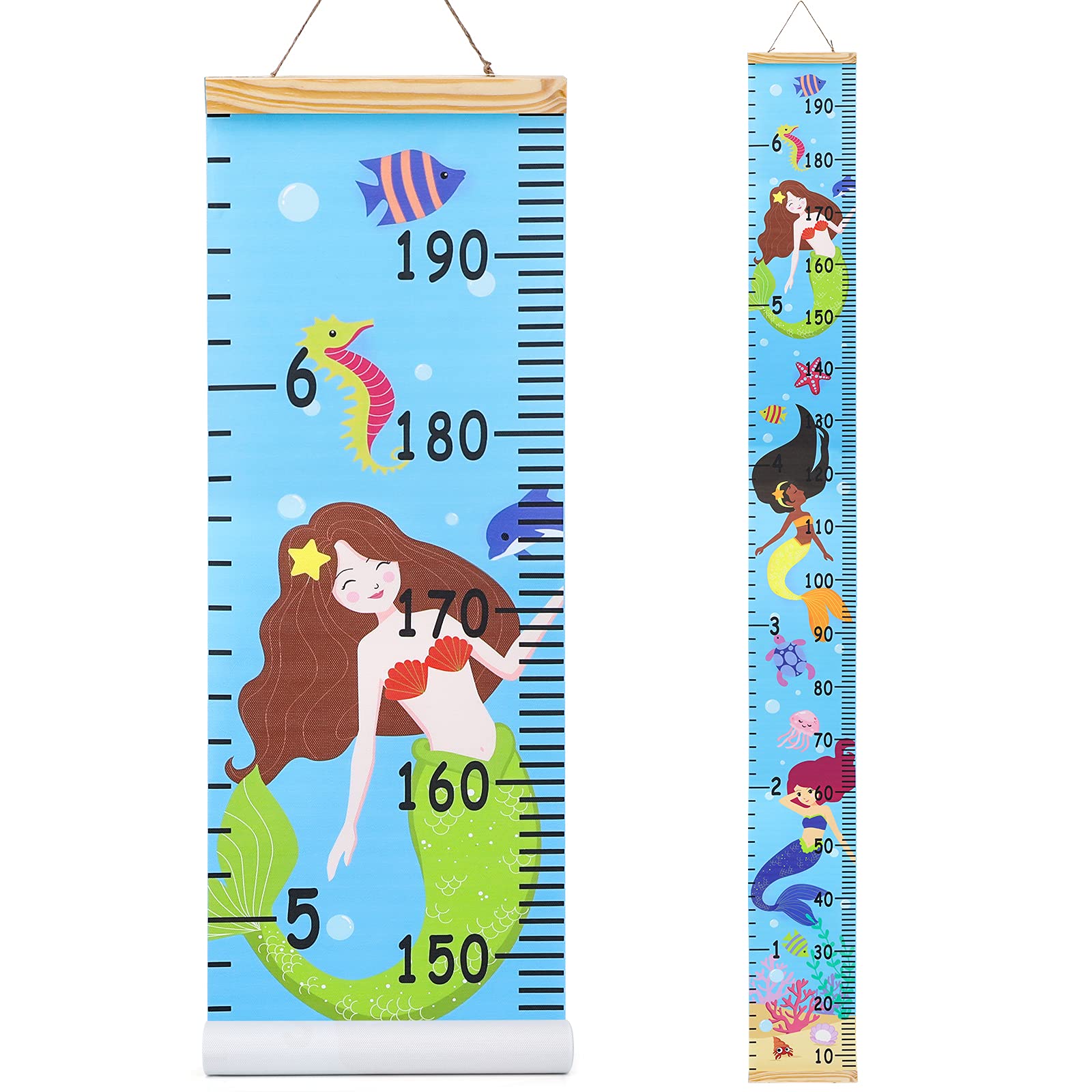 HIFOT Kids Growth Chart Height Measuring Chart, Mermaid Canvas Wall ...