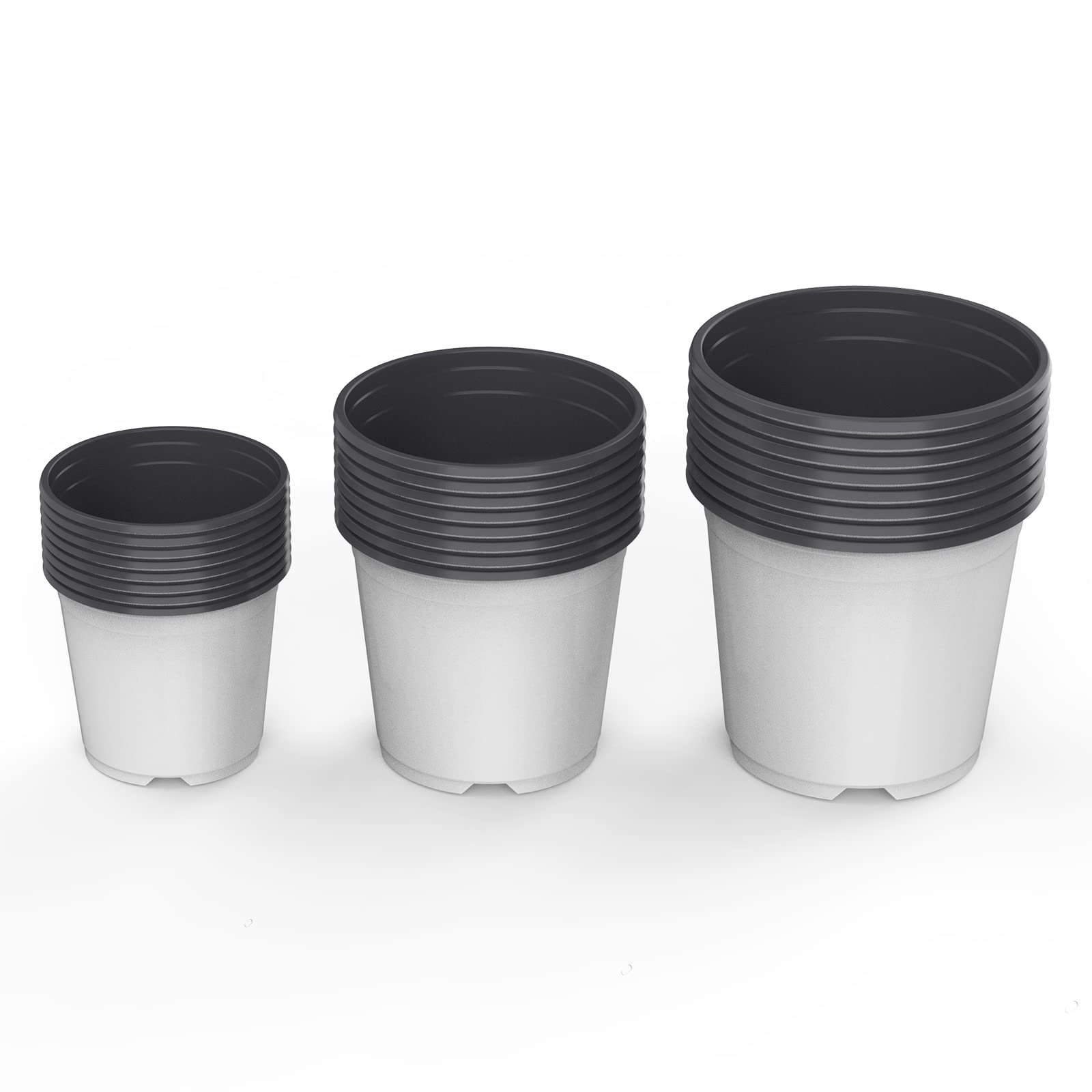 UPMcT 4 5 6 Inch Nursery Pots Variety Pack, 24 Packs Round Flower Pots ...