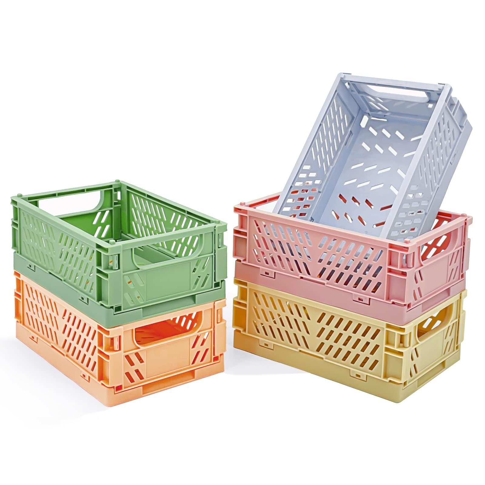 MONKISS 5-Pack Pastel crates for Desk Organizers, Mini Plastic Baskets ...