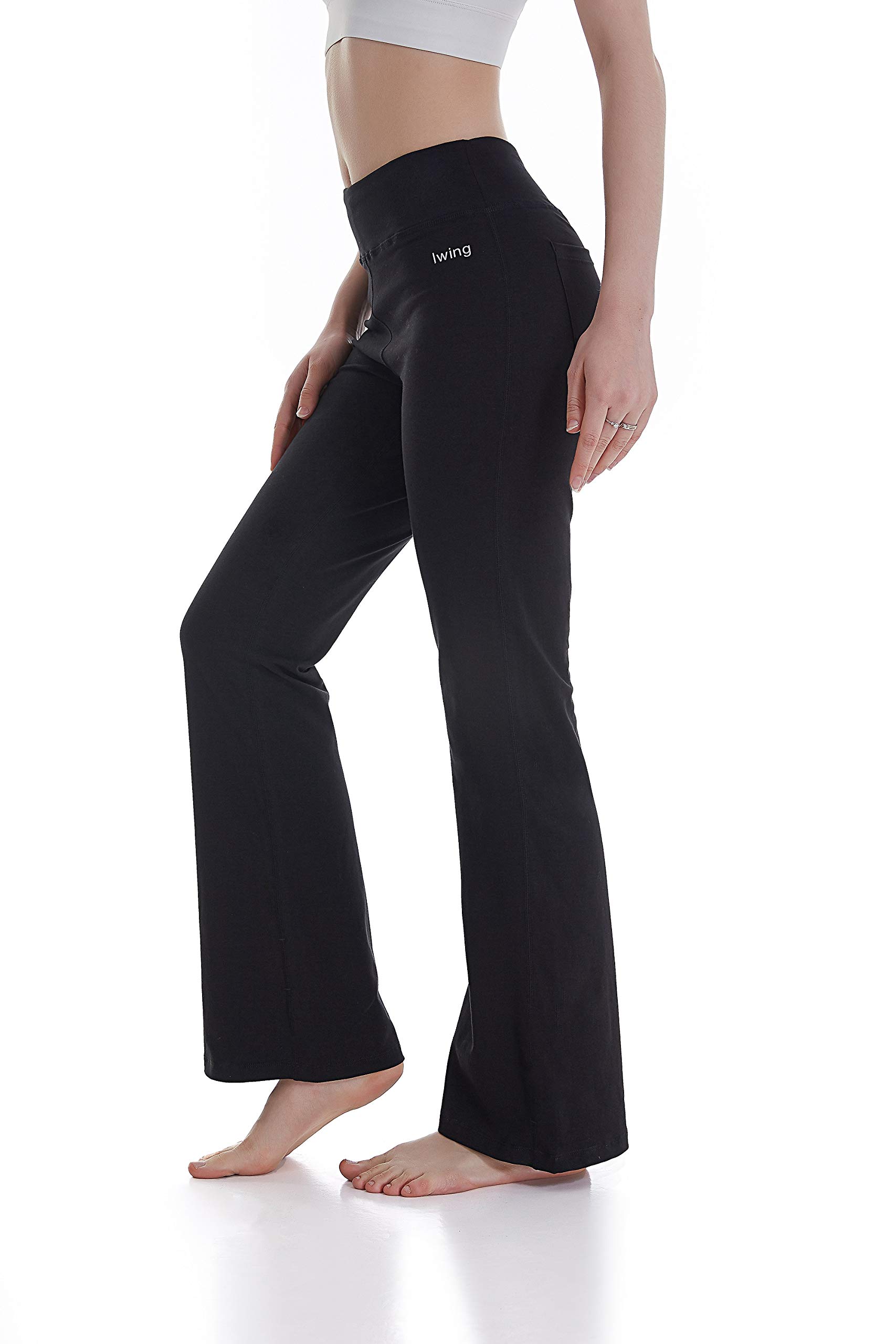 Iwing Womens Bootcut Yoga Pants, High Waist Workout Bootleg Yoga Pants ...