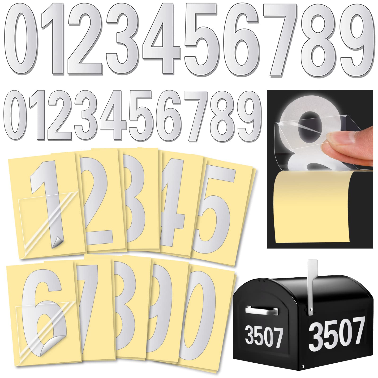 HLARTNET 160 Pcs Reflective Mailbox Numbers for Outside - Waterproof ...