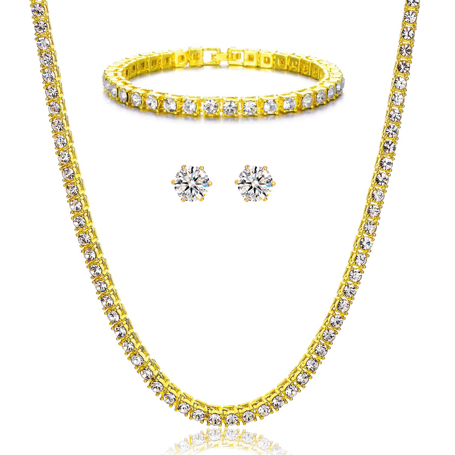 HH BLING EMPIRE Iced Out Diamond Tennis chain for Men, Fake Diamond ...