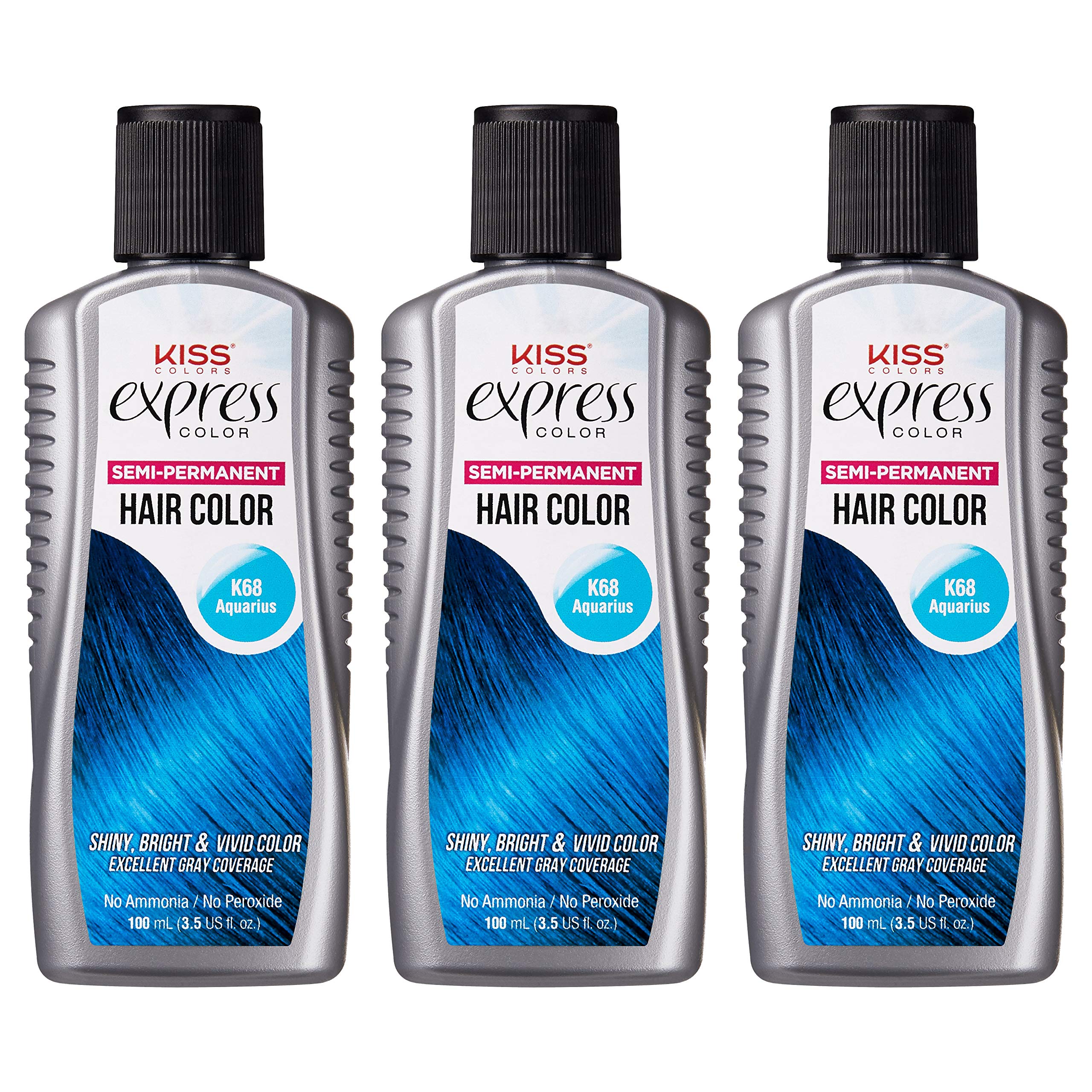 Kiss Express Semi-Permanent Hair Color 100mL (3.5 US fl.oz) (3 Count ...