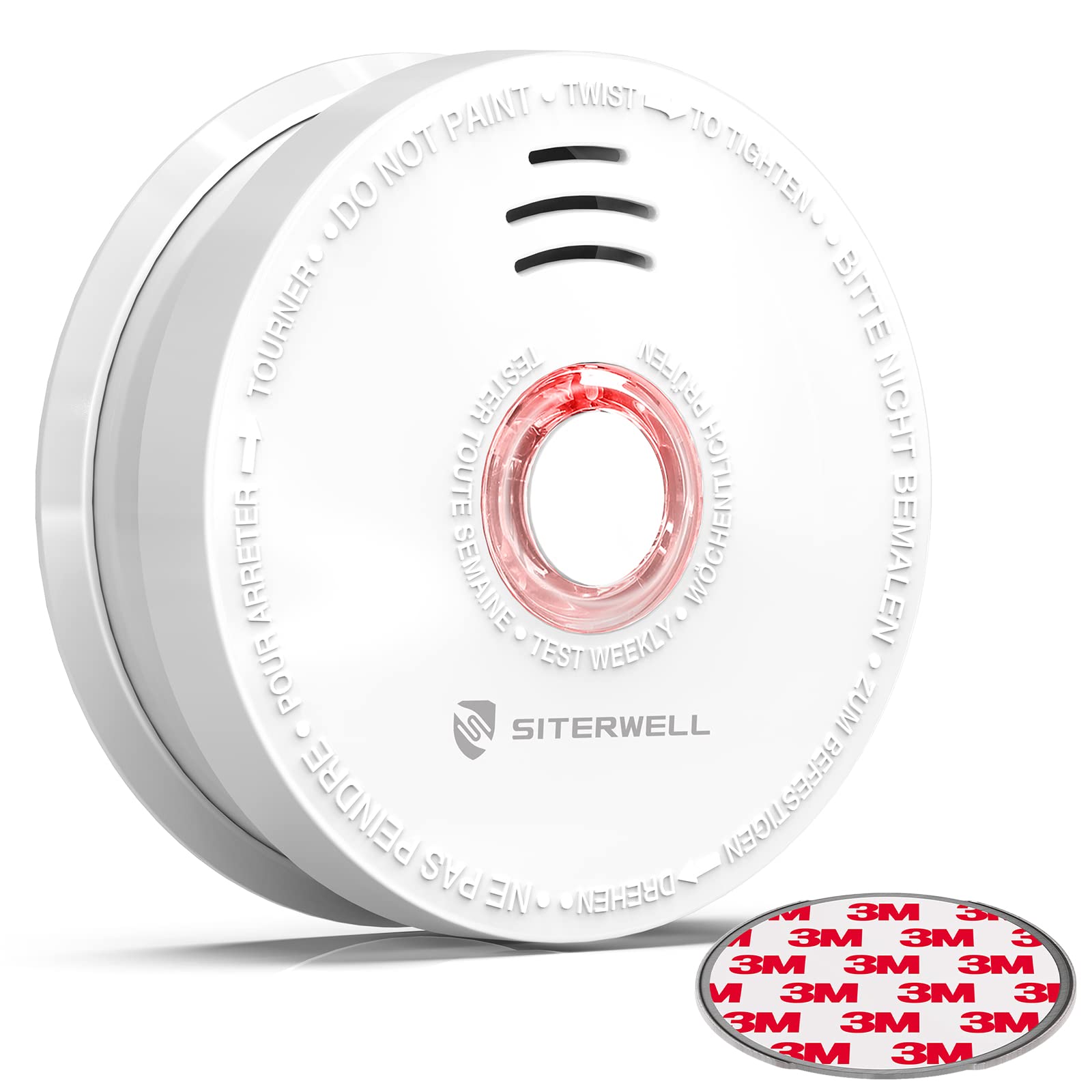 SITERWELL Smoke Detector Fire Alarm with Magnetic Fastening Kit and ...