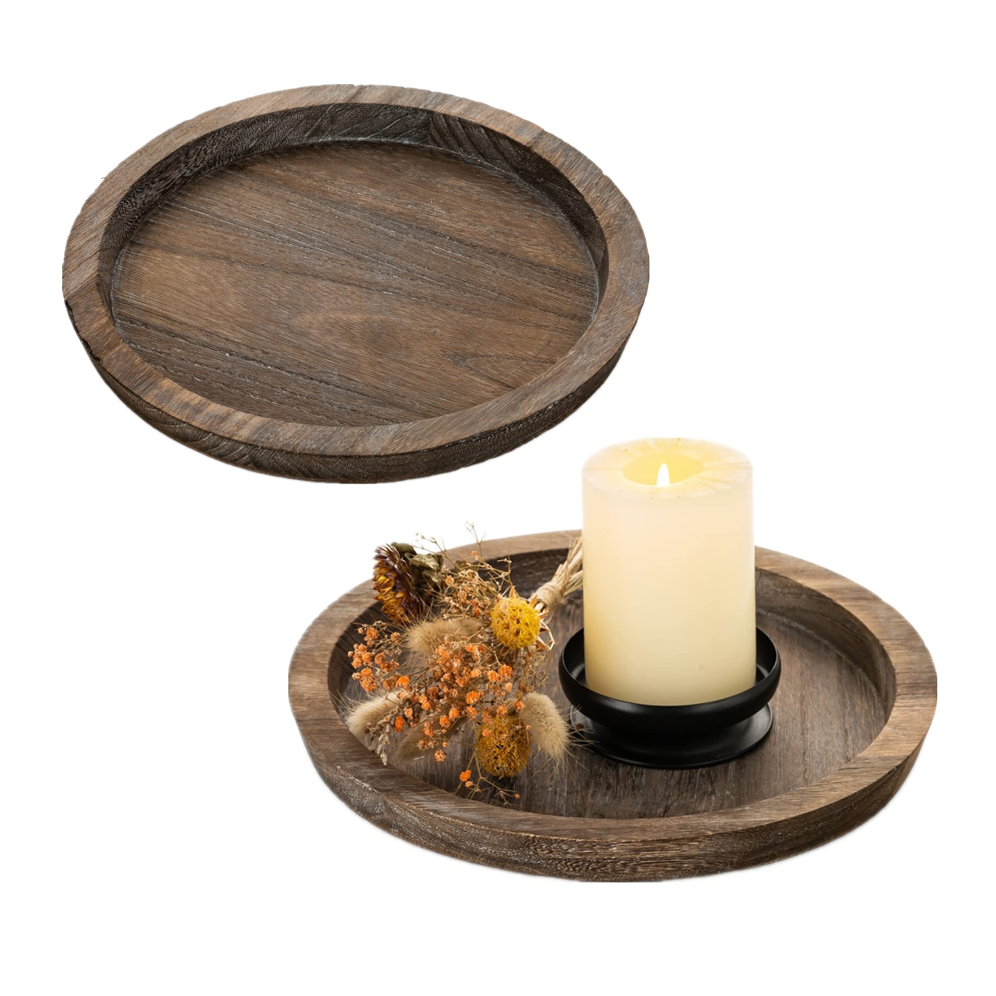 Romadedi Rustic Wooden Tray candle Holder - Small Decorative Plate ...