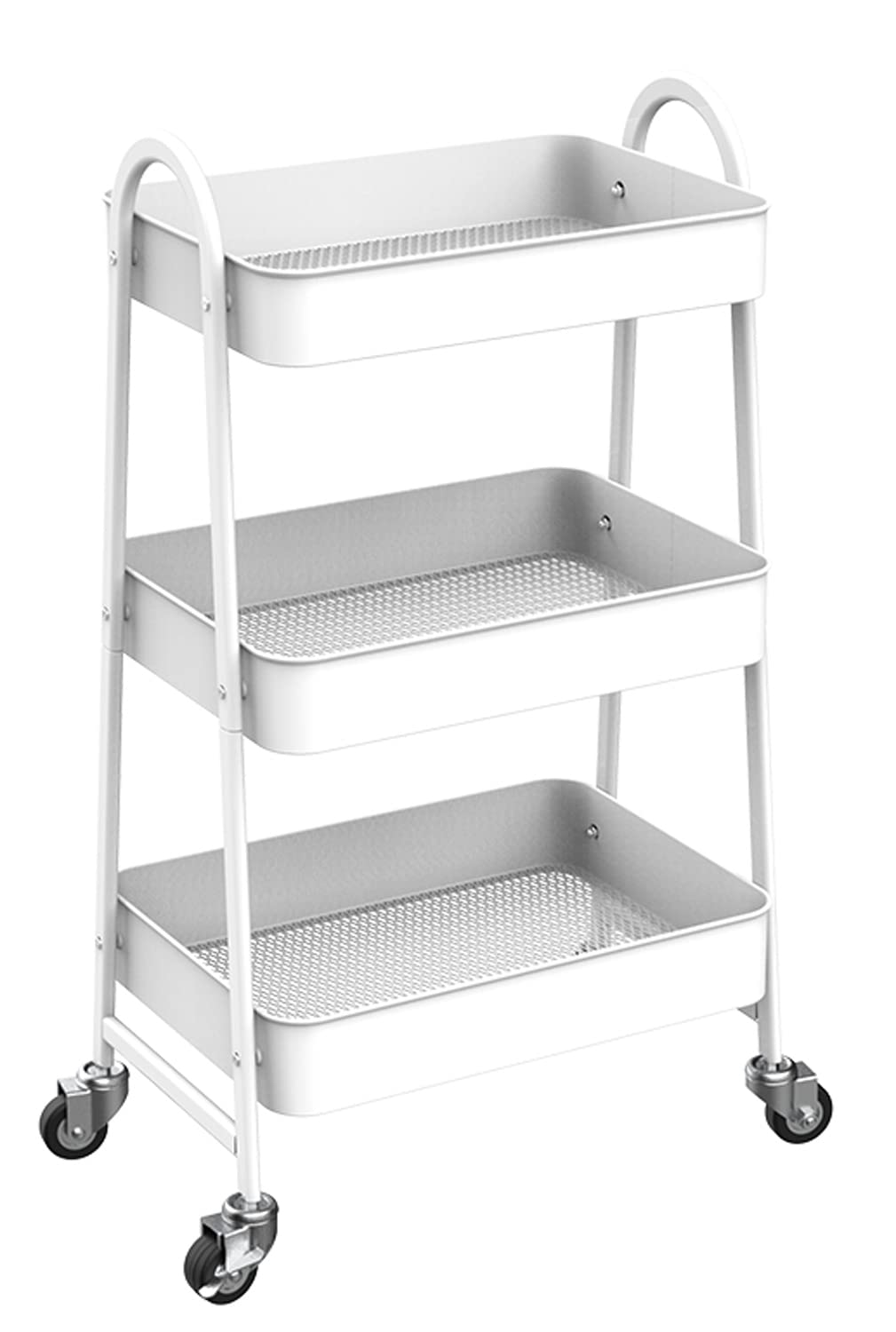 HAITIAN White Storage cart,3 Tier Metal Rolling cart, Utility cart ...