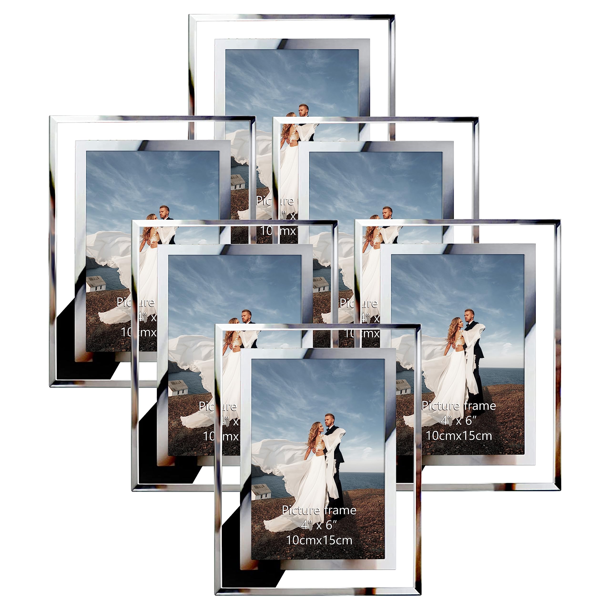 PETAFLOP 4x6 Picture Frames, Mirrored Glass Photo Frame 4 by 6 for ...