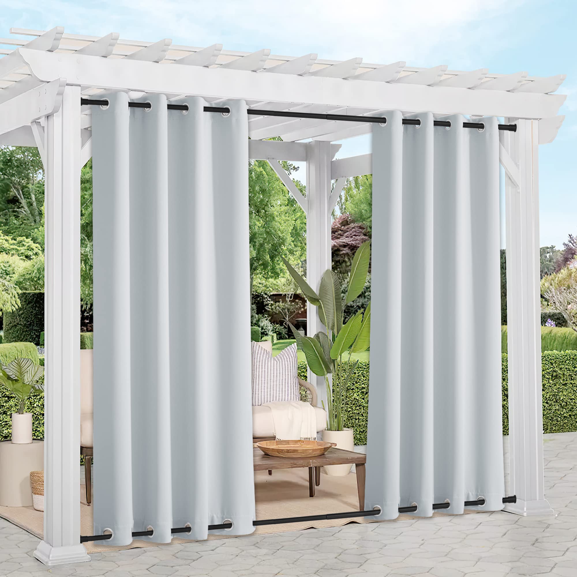 NICETOWN 2 Panels Outdoor Curtains with Rustproof Grommet on top and ...