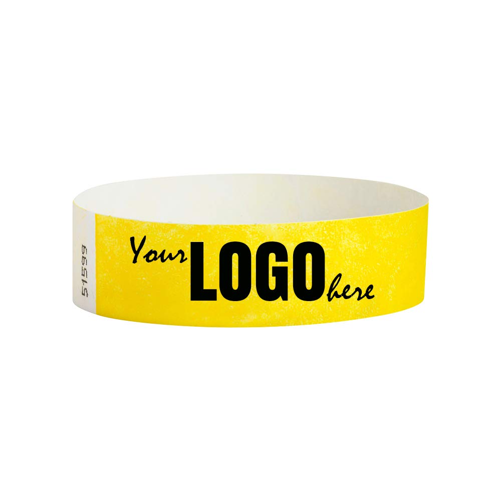 Wristco Pantone Yellow custom Imprint Wristbands - 400 count Tyvek AA x ...
