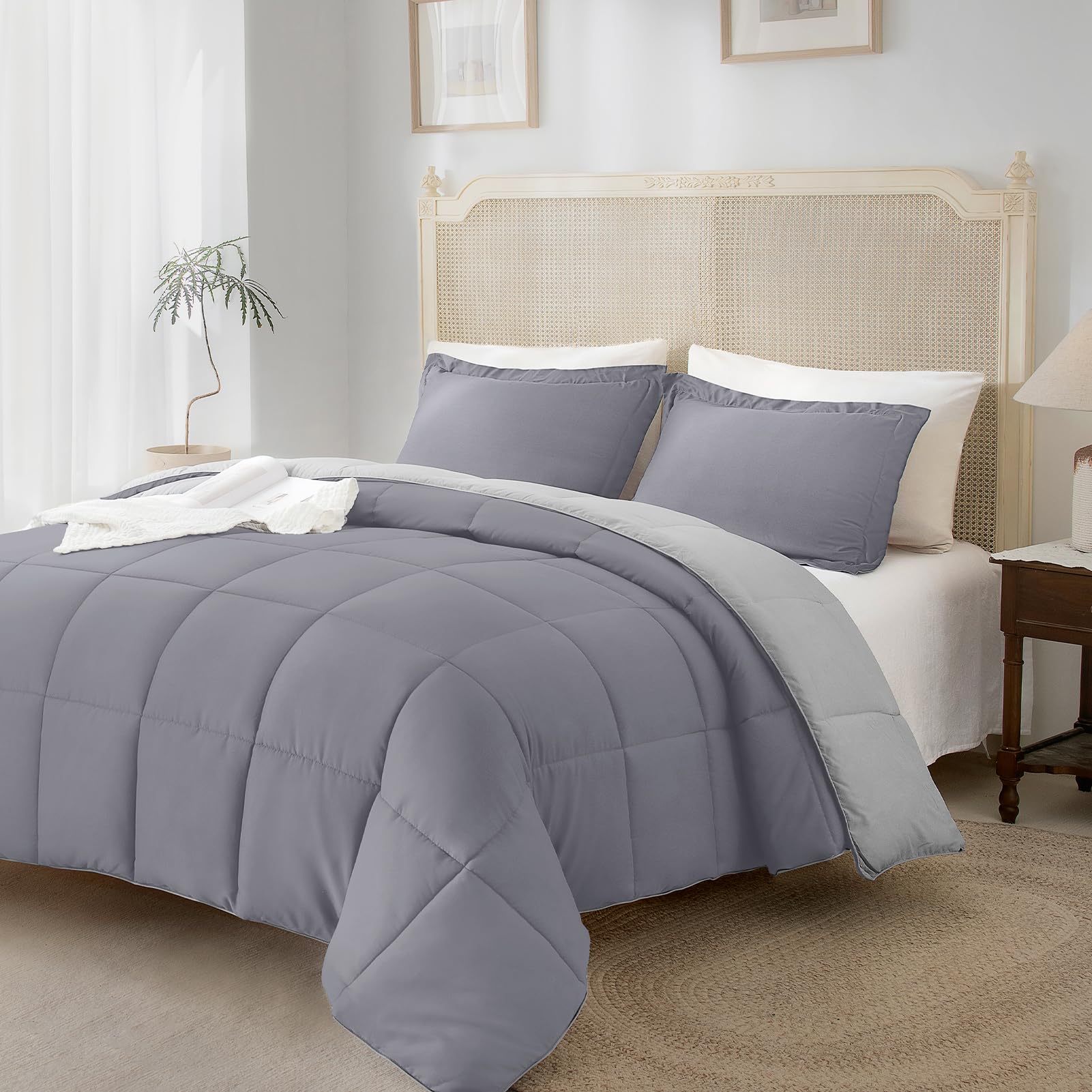 satisomnia King Size Comforter Set Purple, Lightweight King Comforter ...