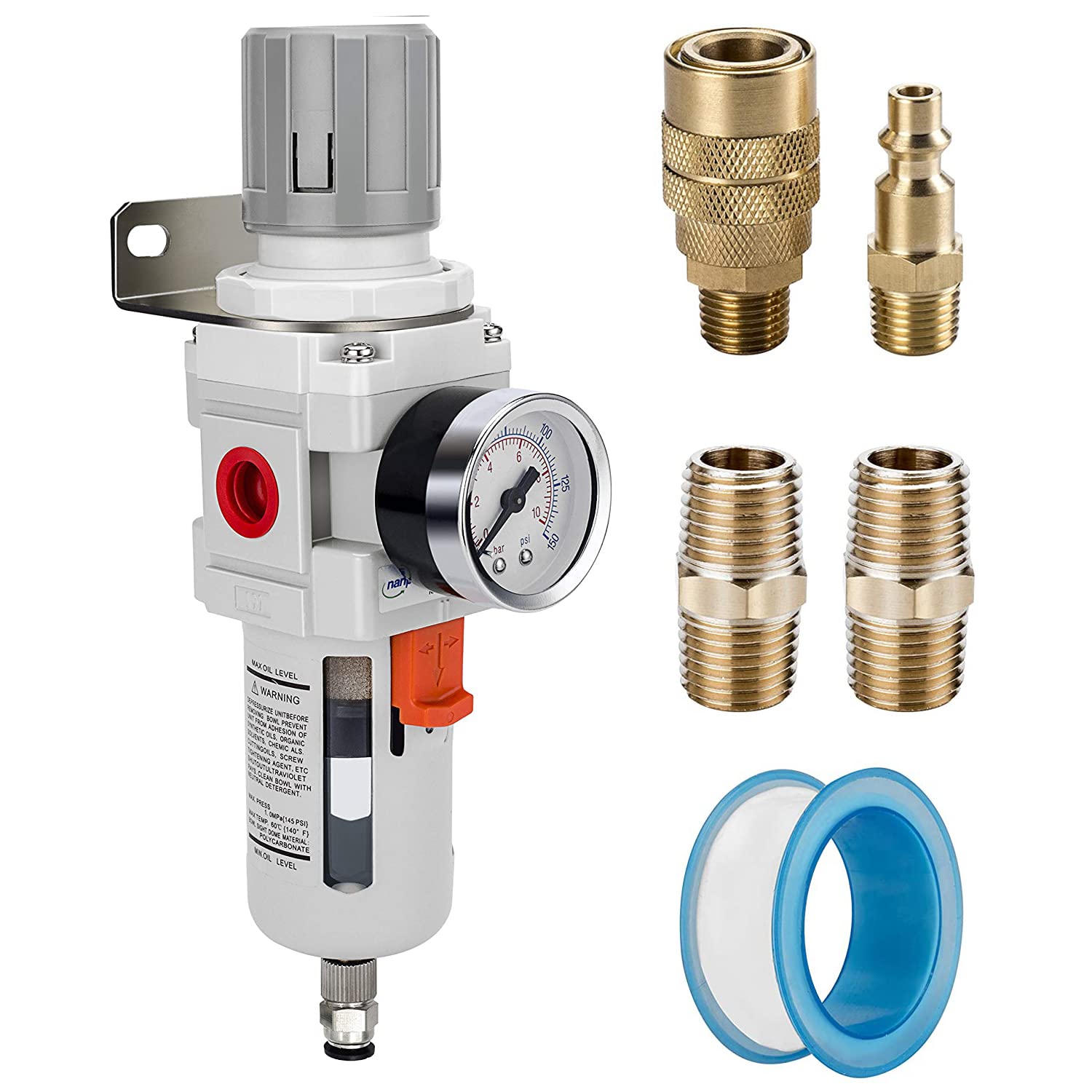 NANPU 38 NPT compressed Air Filter Regulator combo Piggyback, Auto ...