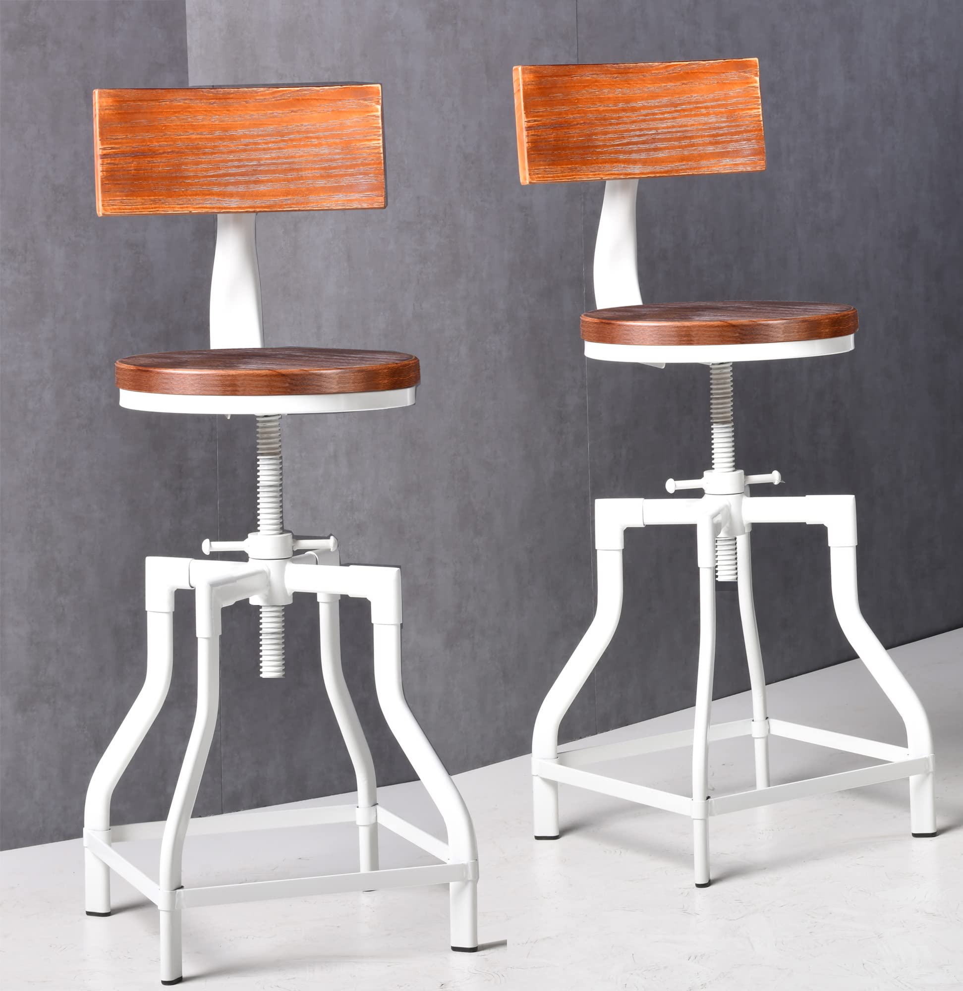 LOKKHAN Bar Stools with Backs Set of 2-Adjustable Swivel Farmhouse ...