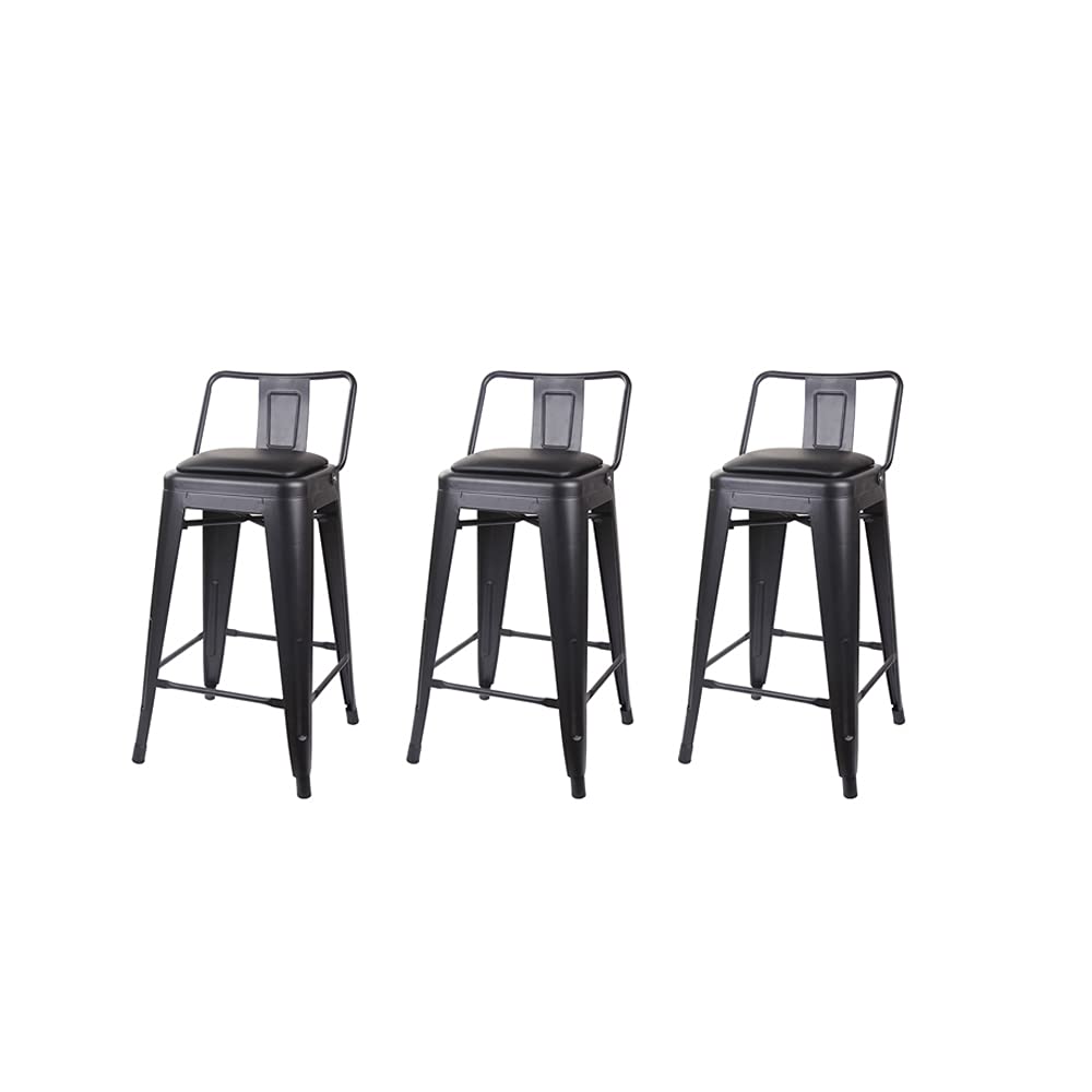 gIA 24-Inch counter Height Metal Stool chair with Vegan Leather Seat ...