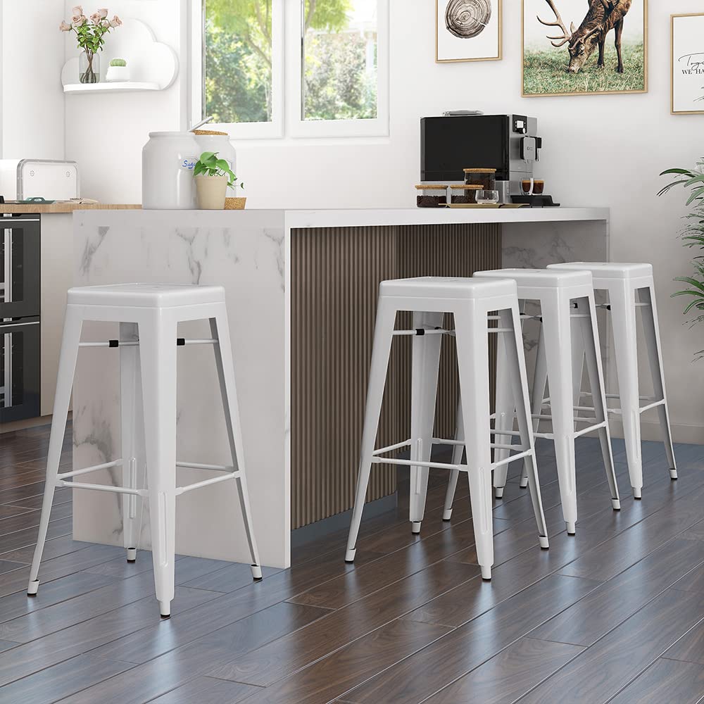 ABBLE 30 Inch Metal Bar Stools High Backless Stools IndoorOutdoor ...