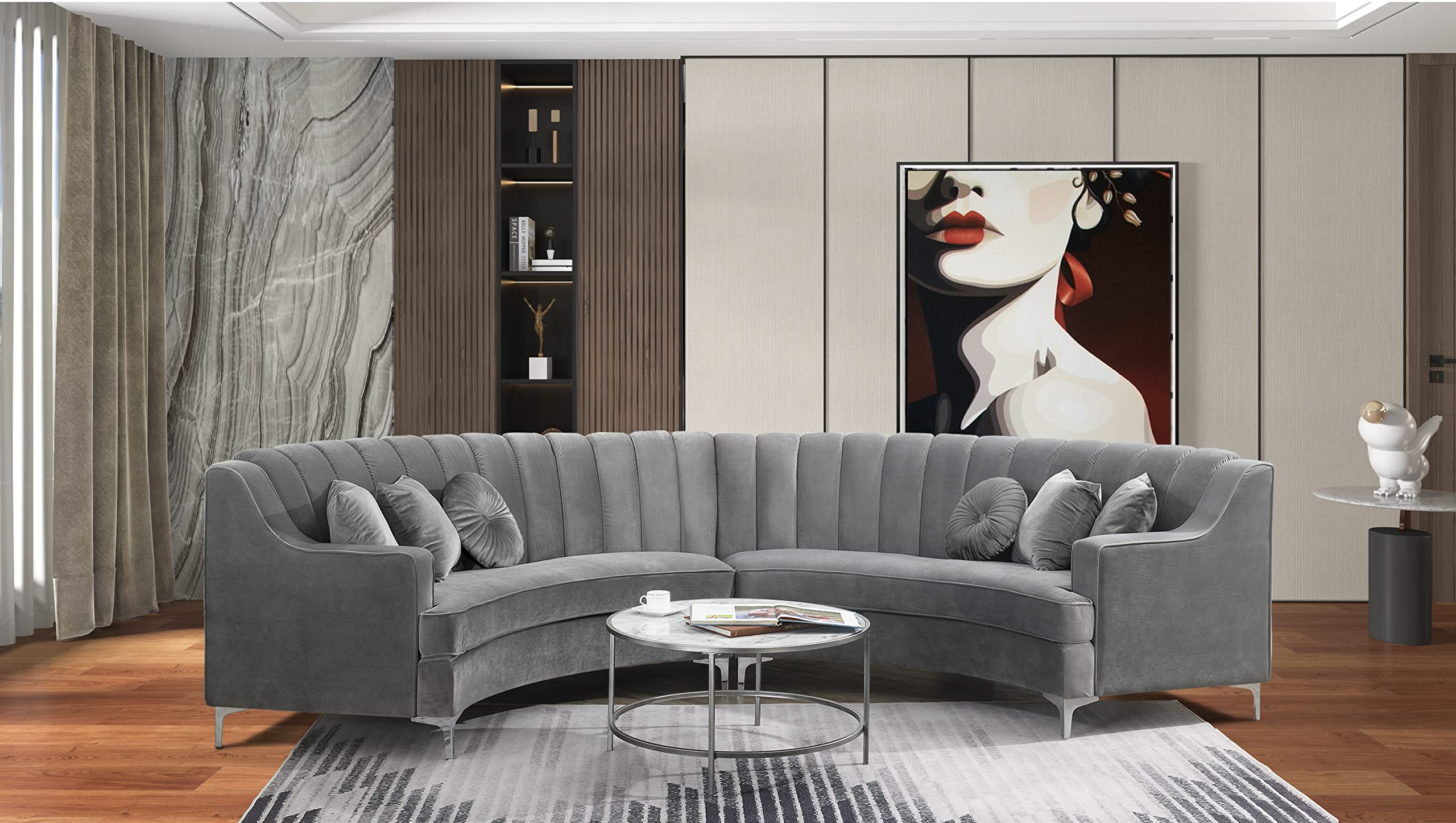 Legend Furniture curved Sofa Velvet Symmetrical Modular Round couches ...