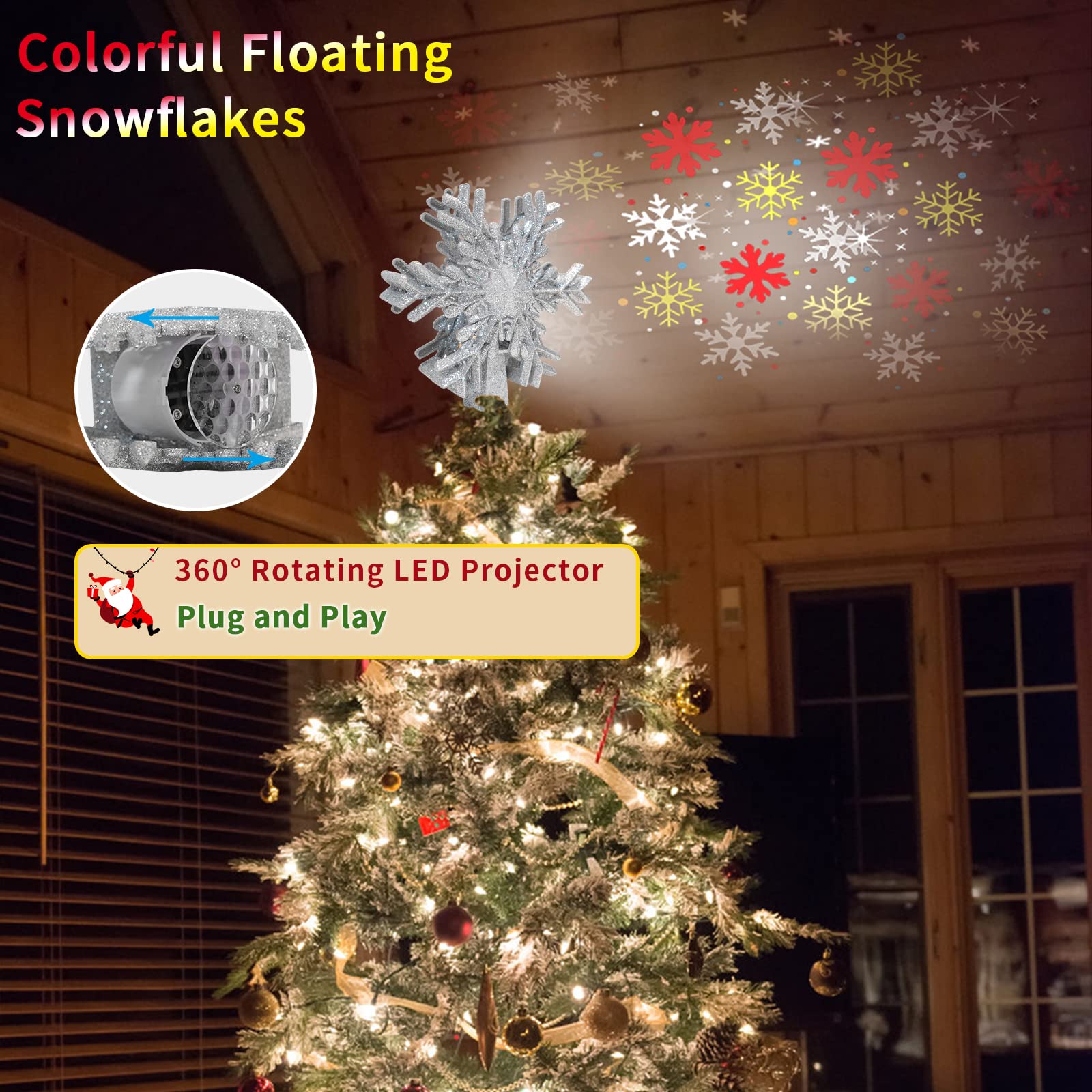 Xmas Topper For Tree Christmas Tree Topper Lighted With LED Rotating ...