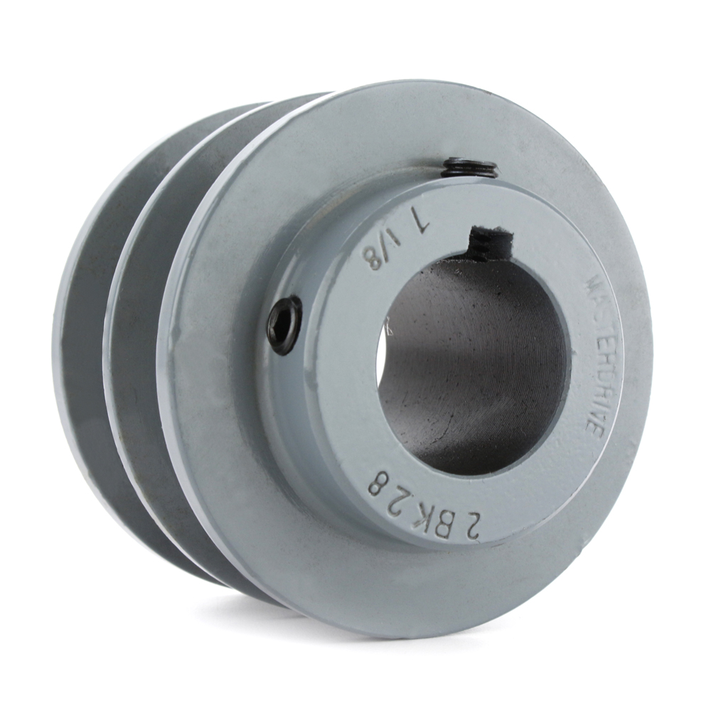 Masterdrive Cast Iron 3 " Dual Groove Belt B Section 5L Pulley w/ 1-1/8 ...