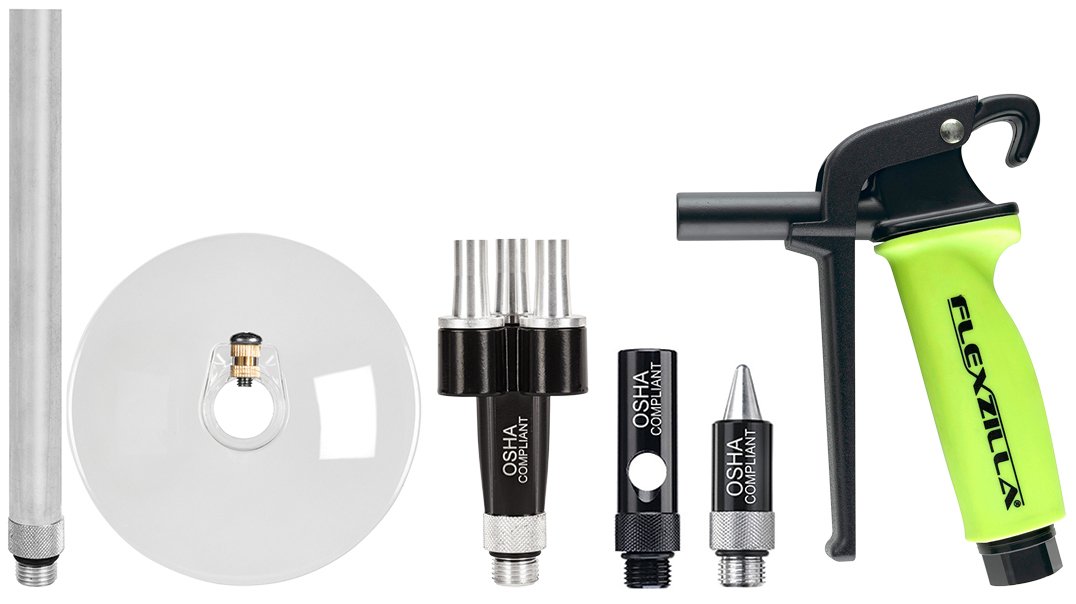 Flexzilla X3 6 Piece Blow Gun Set 6" Extension Chip Guard Nozzles ...