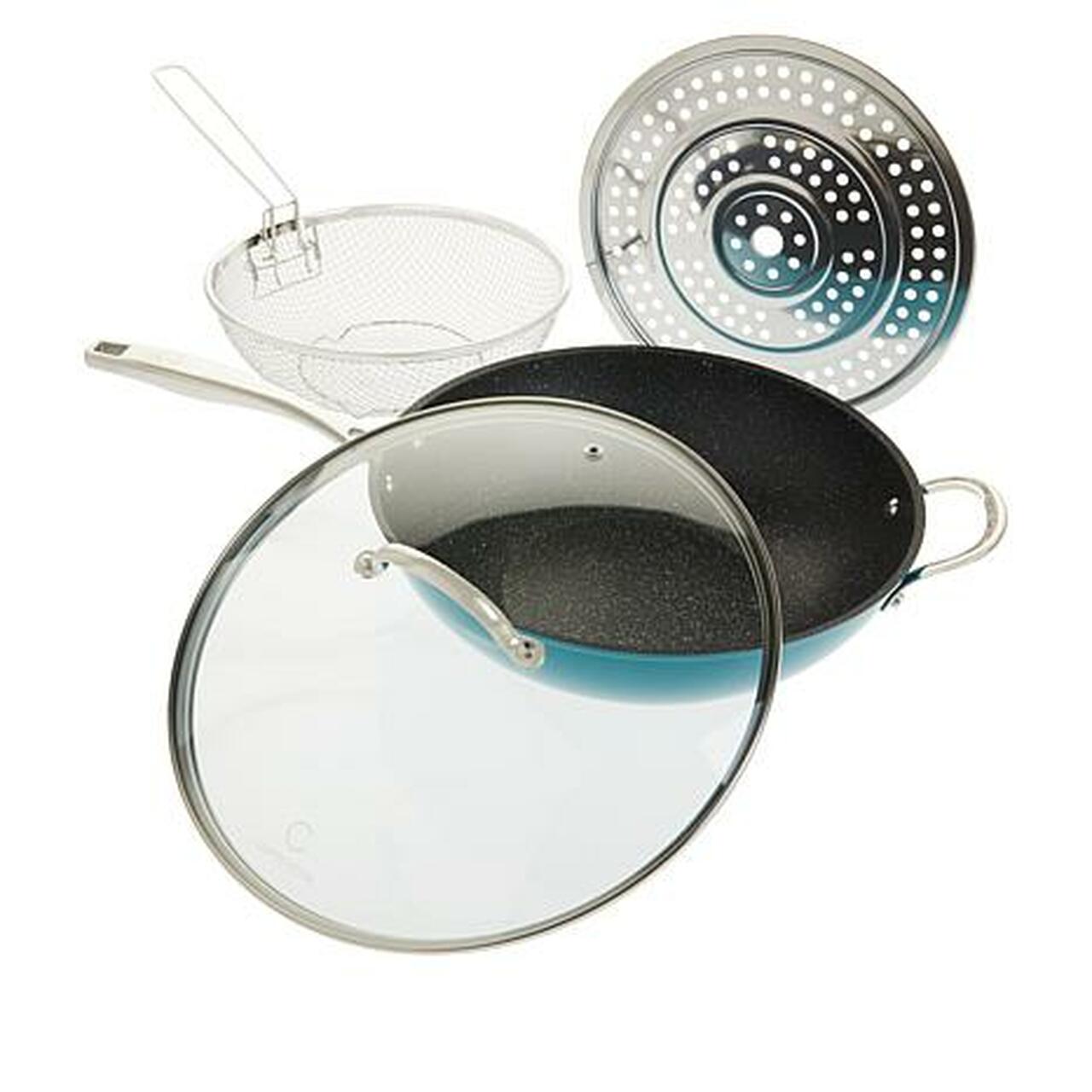 Curtis Stone Dura-Pan 5-Quart 4-piece Nonstick Chef's Skillet Set Model ...