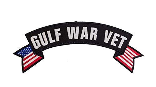 Patch Chest GULF WAR VET Black w/ White with Flags Top Rocker Iron On ...