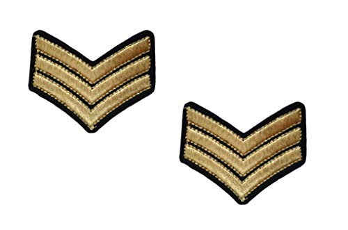Crests, Insignia, Signs & Symbols 2 Pieces Gold Sergeant Stripes Iron ...