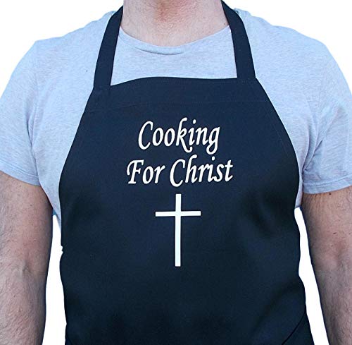 CoolAprons Cooking For Christ Christian Black Chef Apron, Evangelical ...