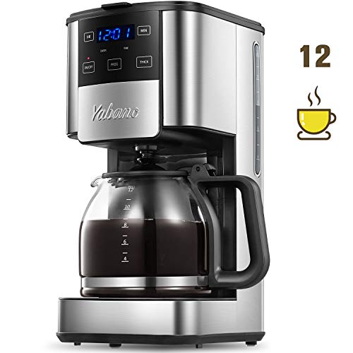 Yabano Programmable Coffee Maker, 12 Cups Glass Carafe with Keep ...