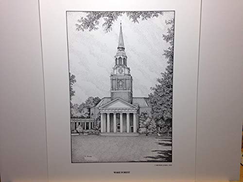 Campus Scenes Wake Forest - Wait Chapel 11"x14" pen and ink print