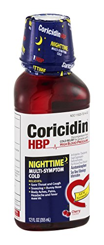 GOWA Coricidin HBP Nighttime Multi-Symptom Cold Liquid Cherry, 3 Pack