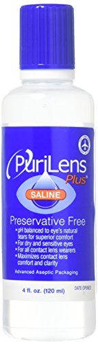 Purilens PuriLens Plus Preservative Free Saline 4 Fl Oz bottles, Pack of 12