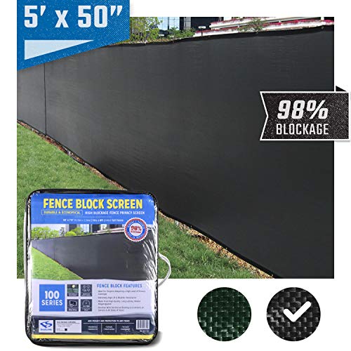 FenceScreen 5ft x 50ft Black Fence Privacy Screen - Extreme 98% ...