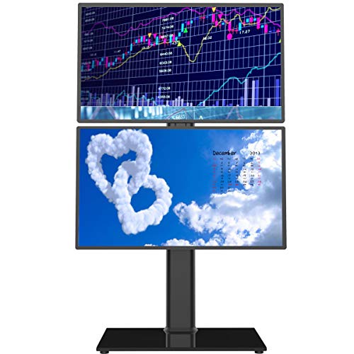 HEMUDU Dual Monitor Stand - Vertical Stack Screen Free-Standing Monitor ...