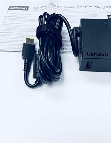 Lenovo 65W Slim Tip Travel Adapter with USB Port For USA (4X20M73667 ...