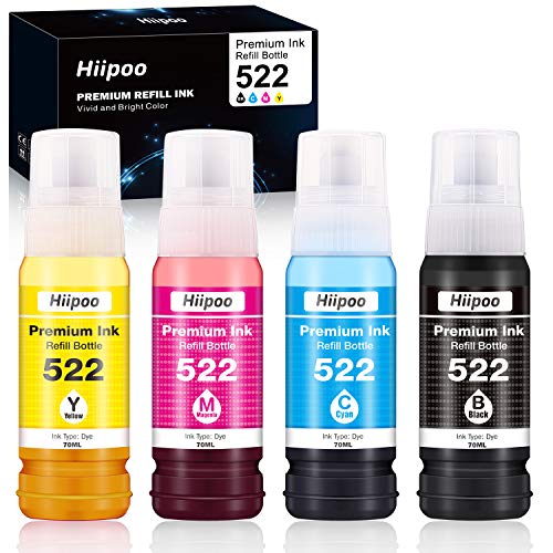 Hiipoo Compatible Refill Ink Bottle Replacement for Epson 522 T522 Use ...