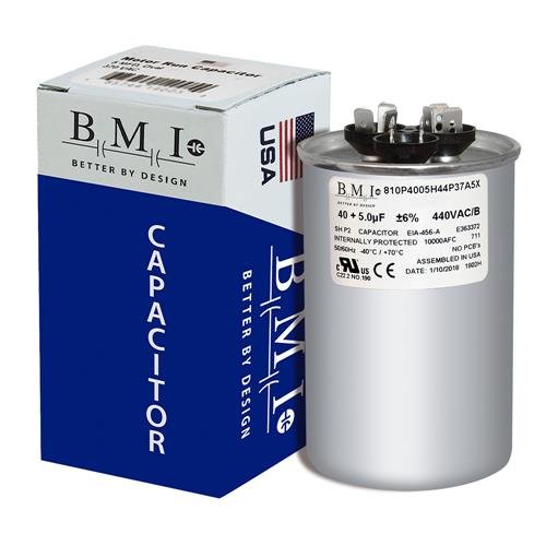 BMI Genuine Mars Capacitor by BMI - 14286-40/5 MFD, Round 440/370 VAC